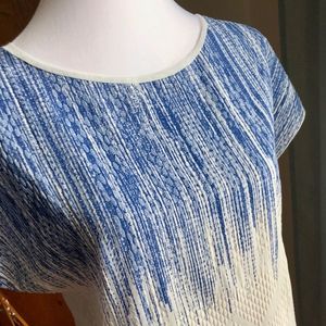 Zara | Tops | Zara White Blue Rain Textured Top | Poshmark